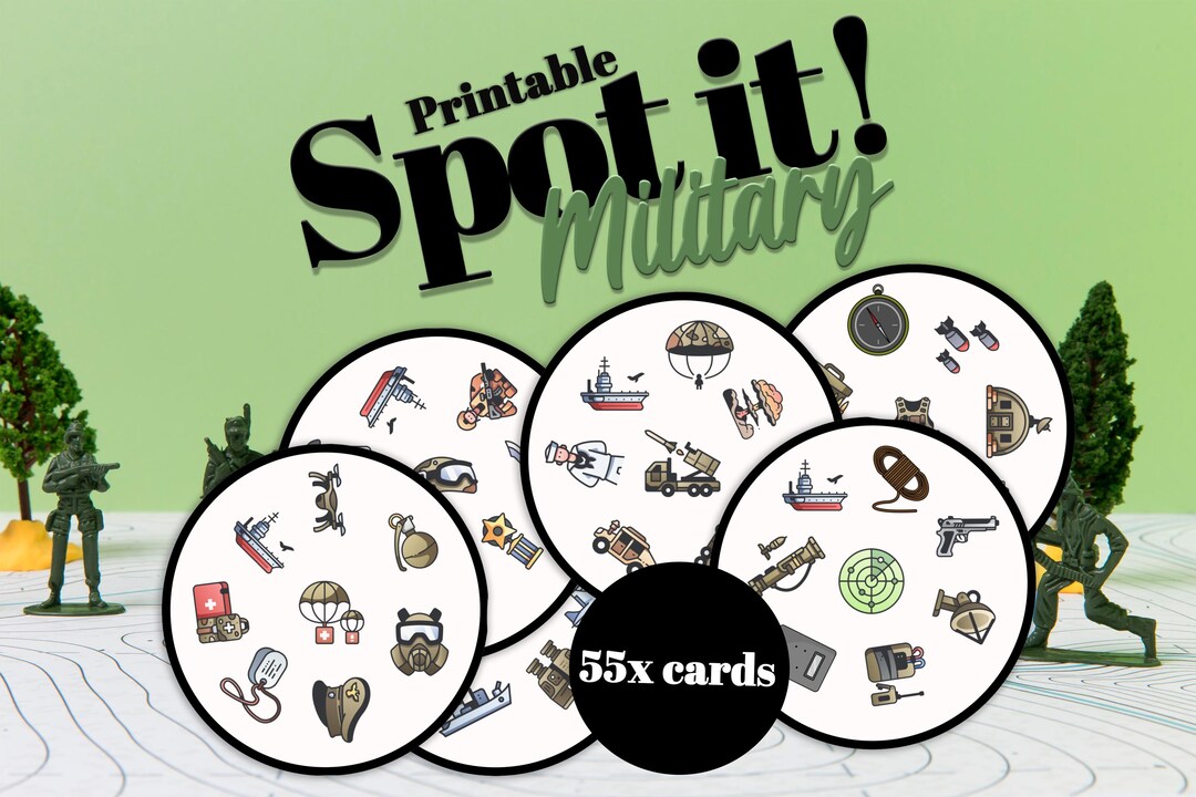 Military Dobble/spot It Card Game - Digital Download - Printable Game ...