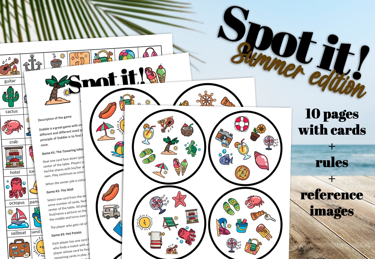 Summer Dobble/spot It Card Game - Digital Download - Printable Game - Etsy