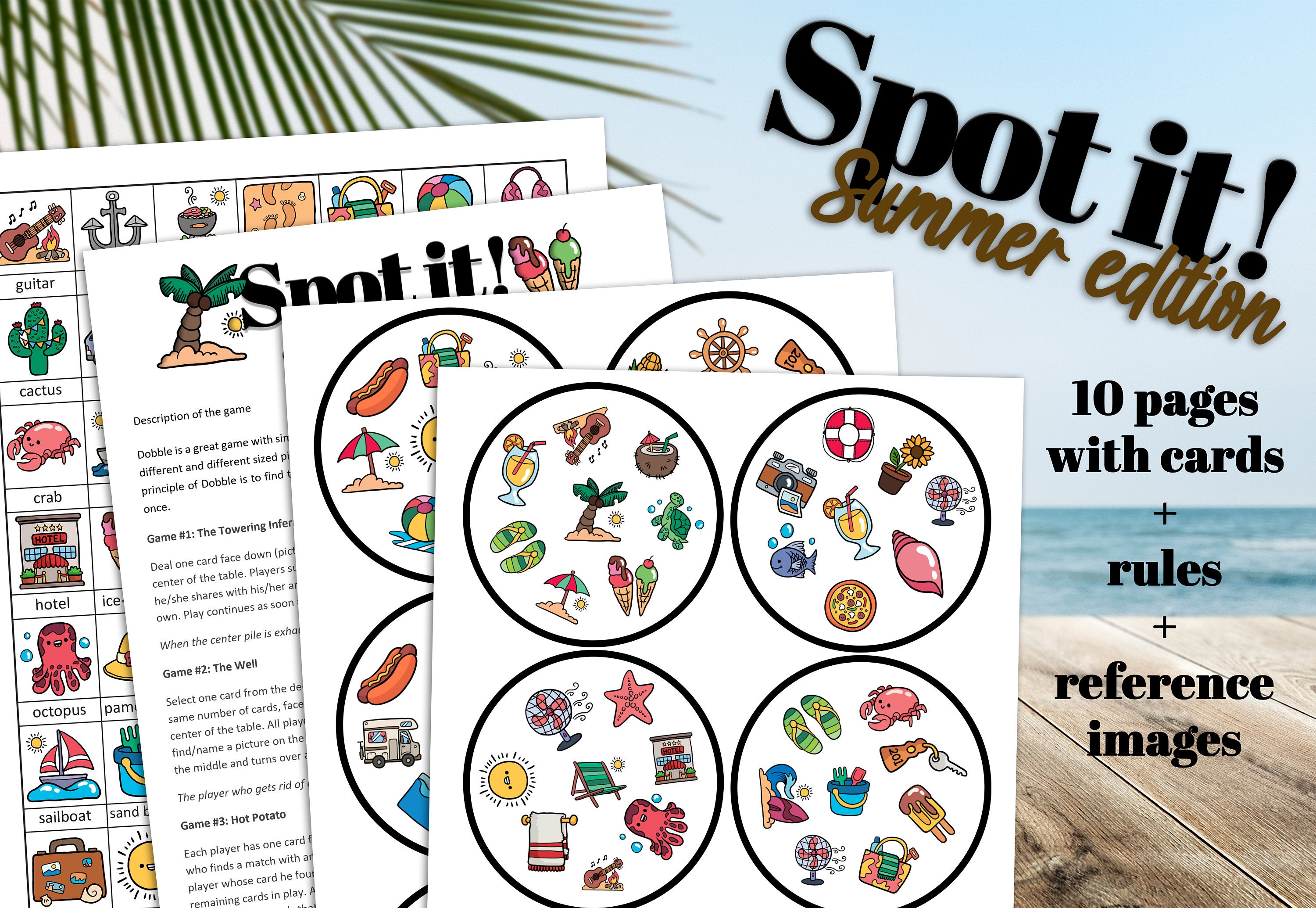 Summer Dobble/spot It Card Game - Digital Download - Printable Game - Etsy