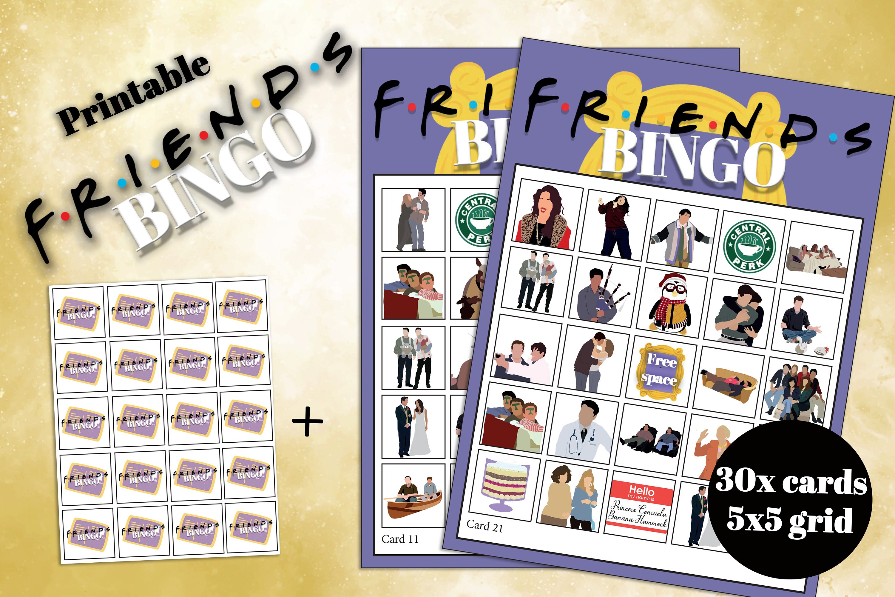 Friends _ Bingo Cards _ 30x Cards 5x5 PDF - Etsy