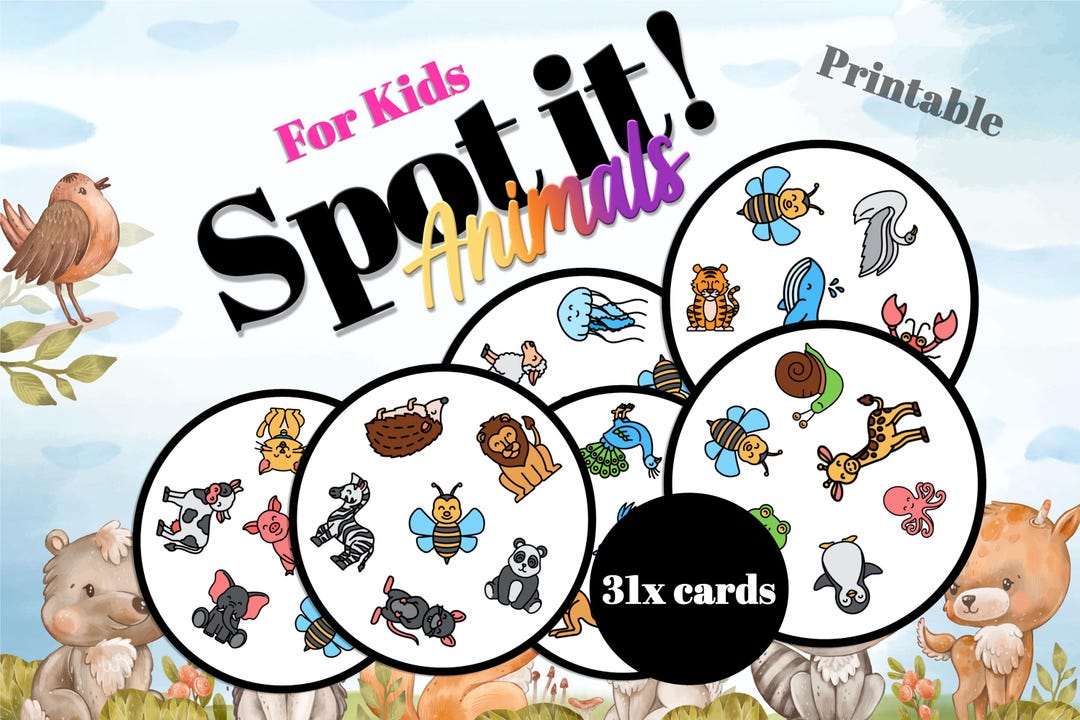 Animals Dobble/spot It Card Game- for Kids - Digital Download ...