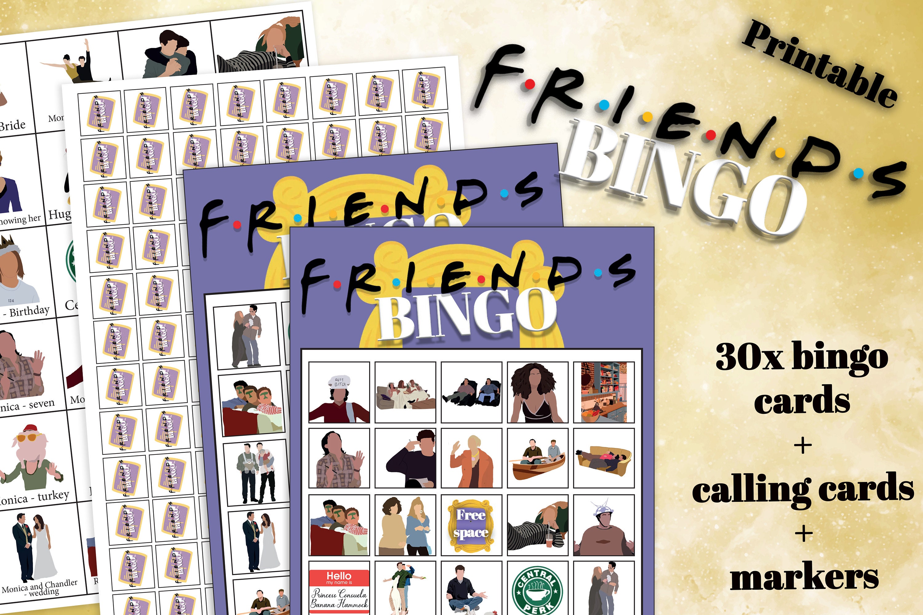 Friends _ Bingo Cards _ 30x Cards 5x5 PDF - Etsy