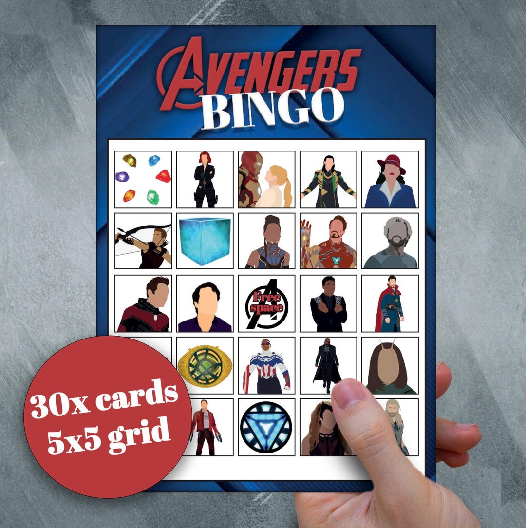 Avengers _ Bingo Cards _ 30x Cards 5x5 PDF - Etsy