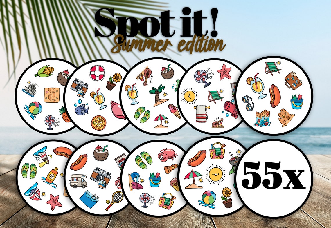 Summer Dobble/spot It Card Game - Digital Download - Printable Game - Etsy