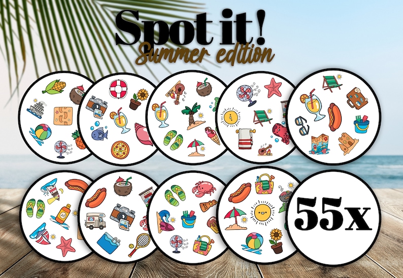 Summer Dobble/spot It Card Game - Digital Download - Printable Game - Etsy