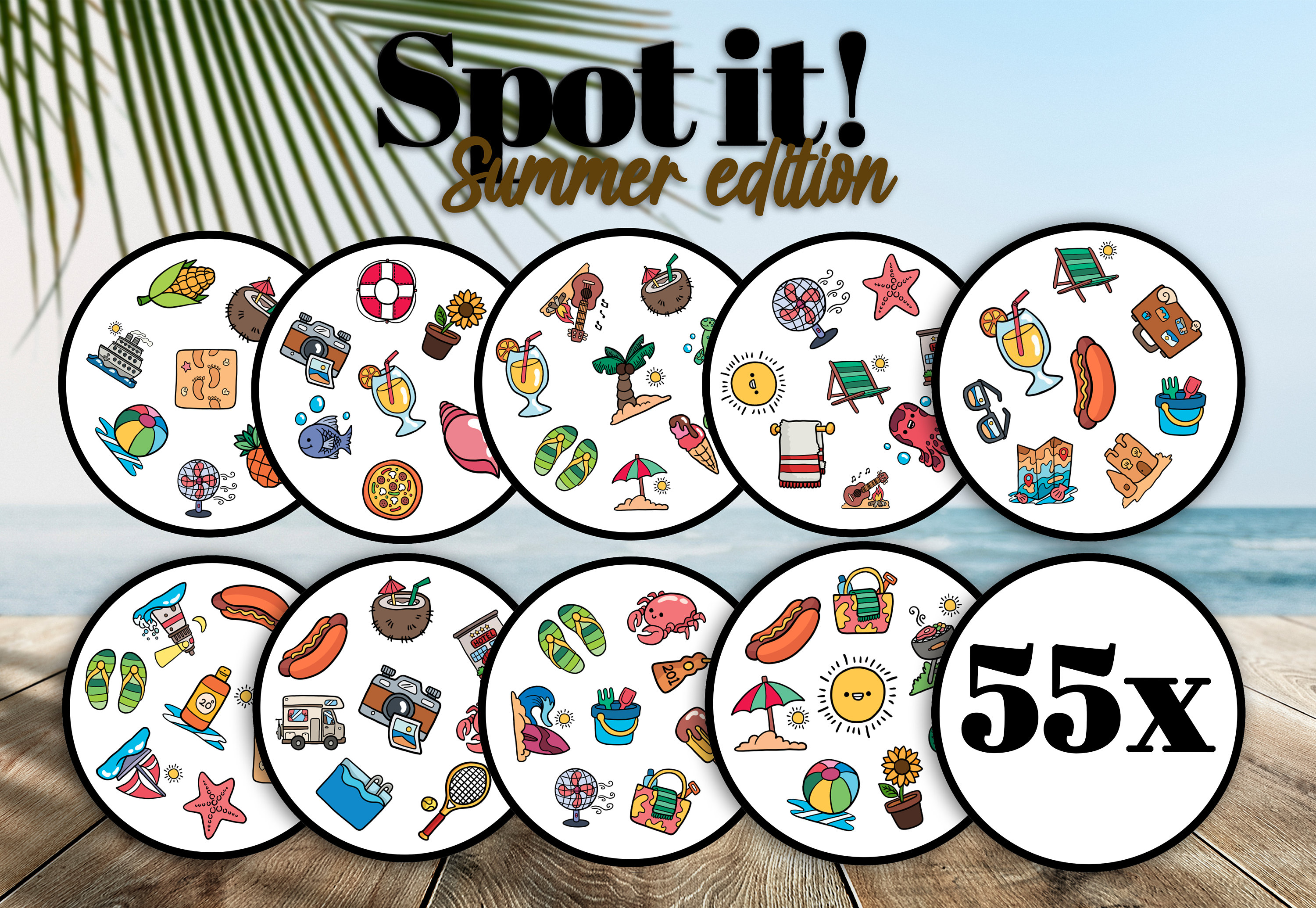 Summer Dobble/spot It Card Game - Digital Download - Printable Game - Etsy