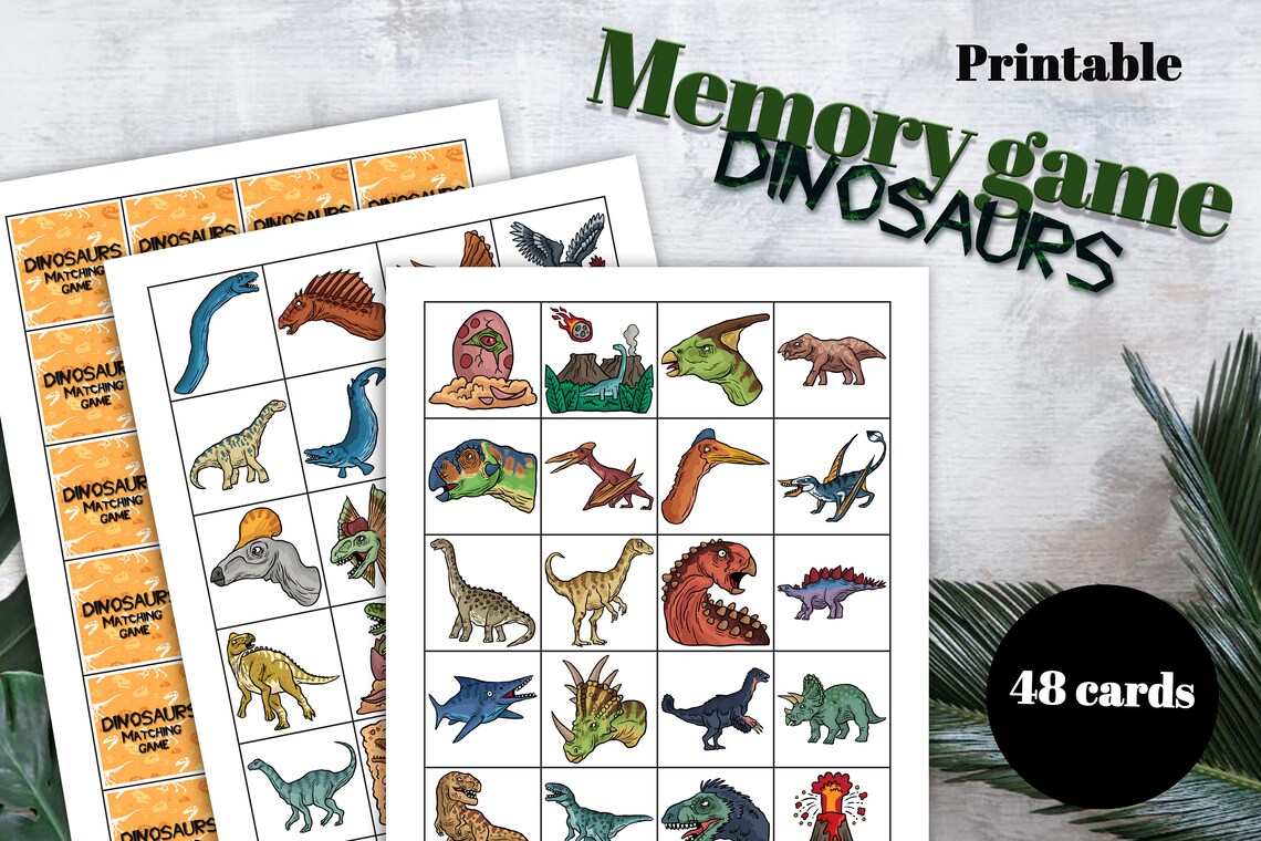 Memory/matching Game - Dinosaurus - Printable Game for Kids, Activity ...