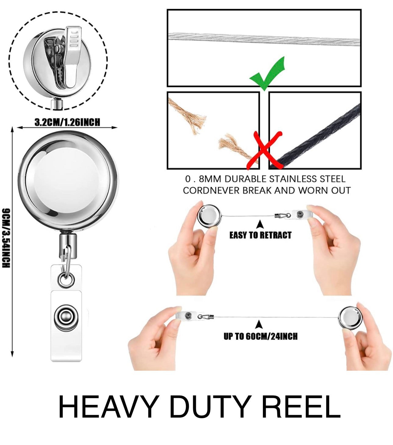 Sunflower Retractable Heavy Duty Badge Reel, ID Holder, Interchangeable ...