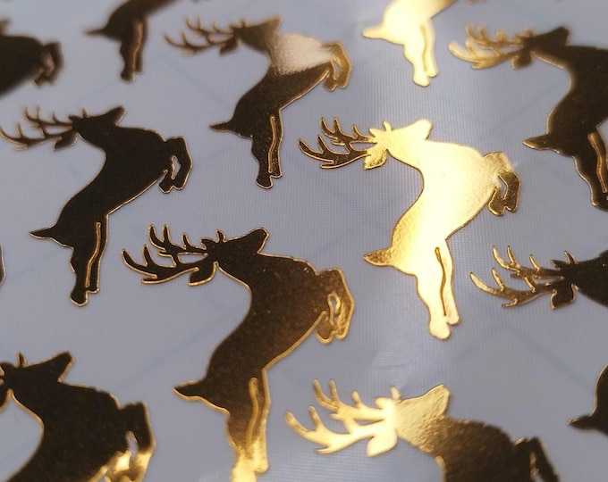 Gold Reindeer Stickers 50 in a Set - Etsy