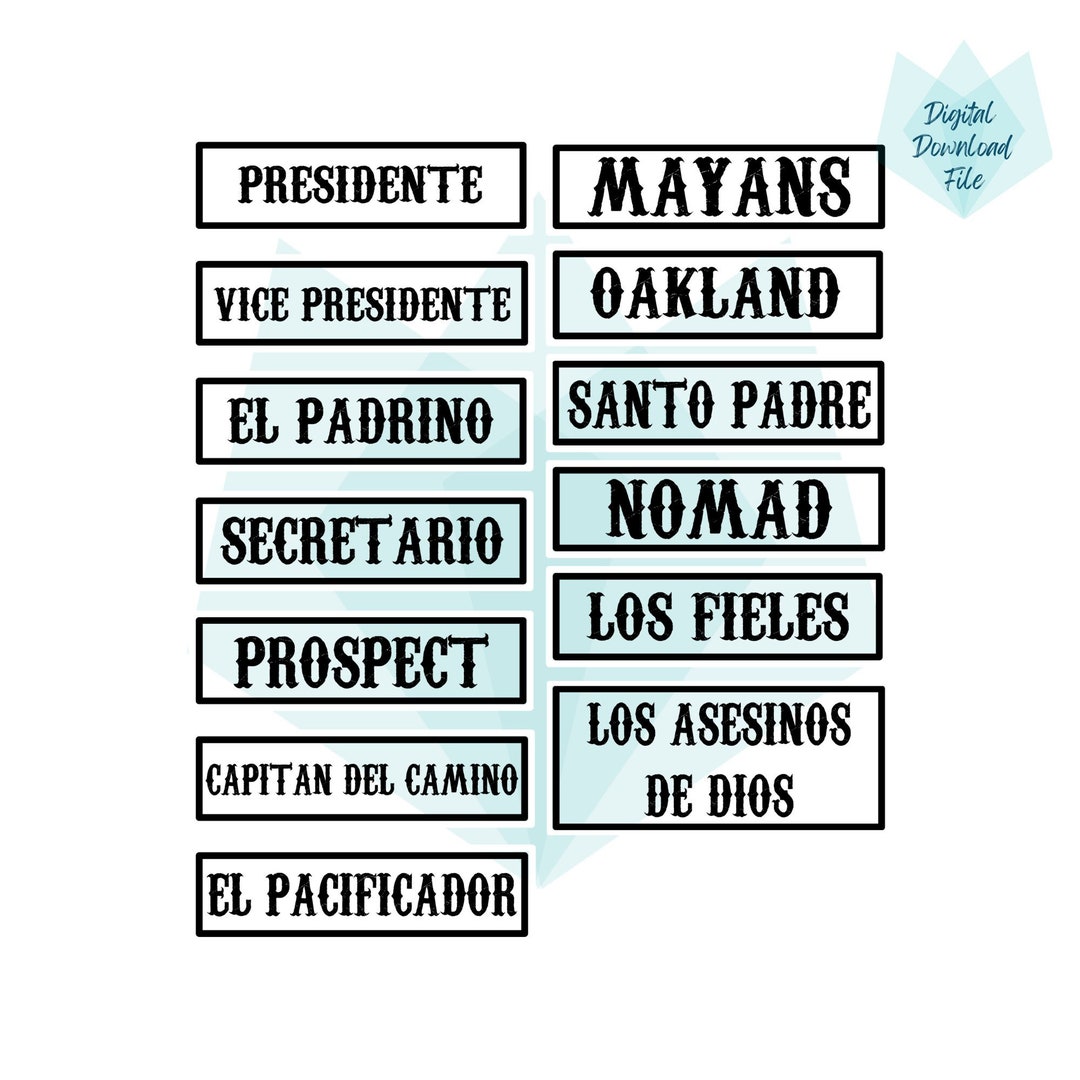 Mayans MC Inspired Rank Patch SVG and PNG Files - Etsy