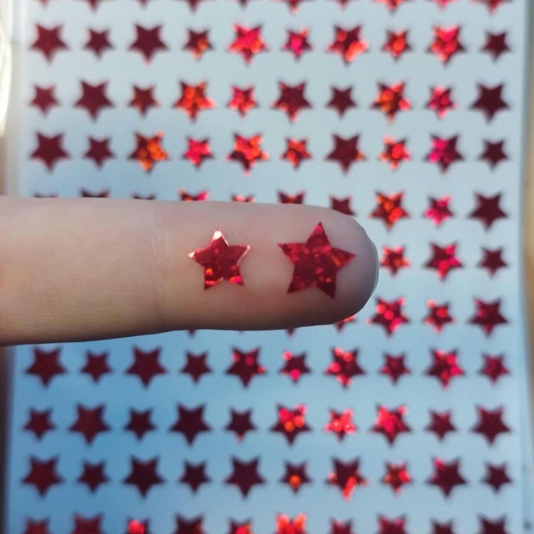 Red Glitter Star Stickers - Etsy