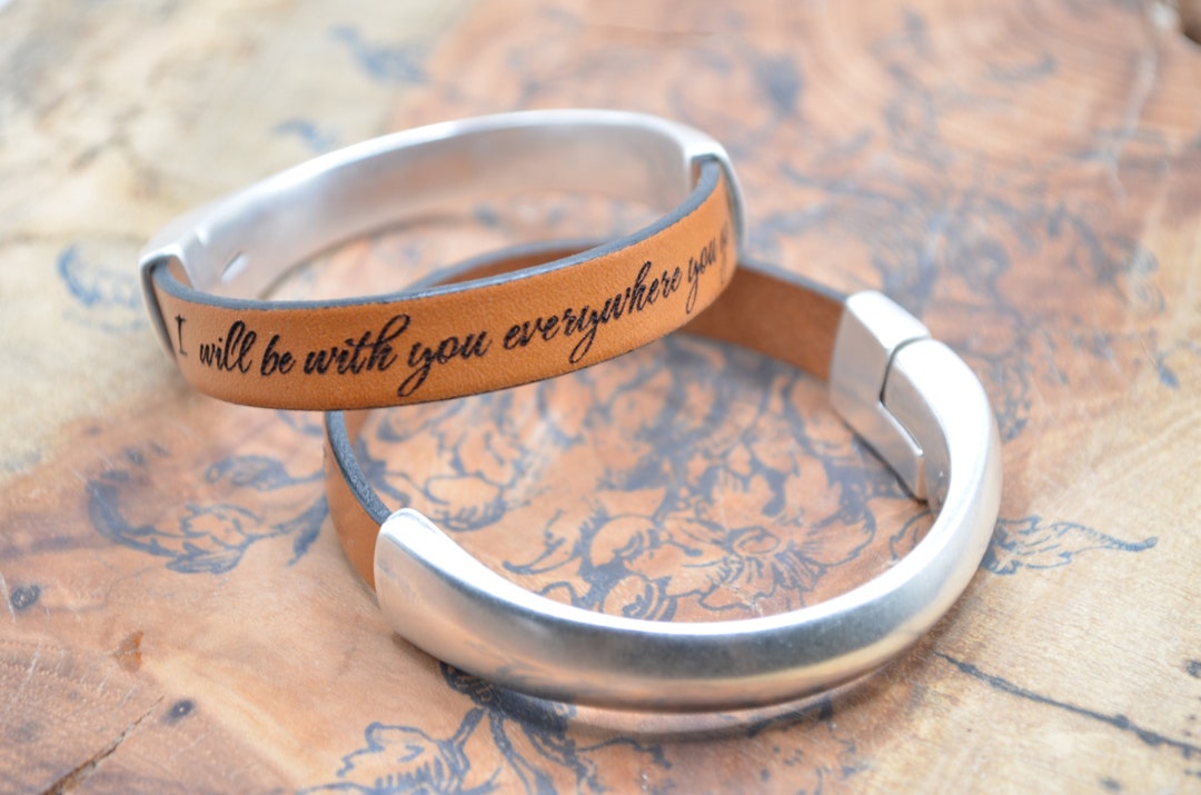 Joshua 1:9 Scripture Leather Bracelet Silver Cuff Bracelet - Etsy