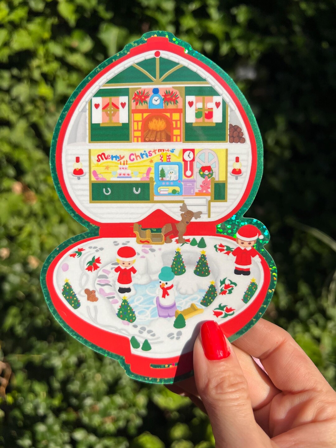 Polly Pocket Glitter Sticker Inspired in Christmas Musical Compact, a ...