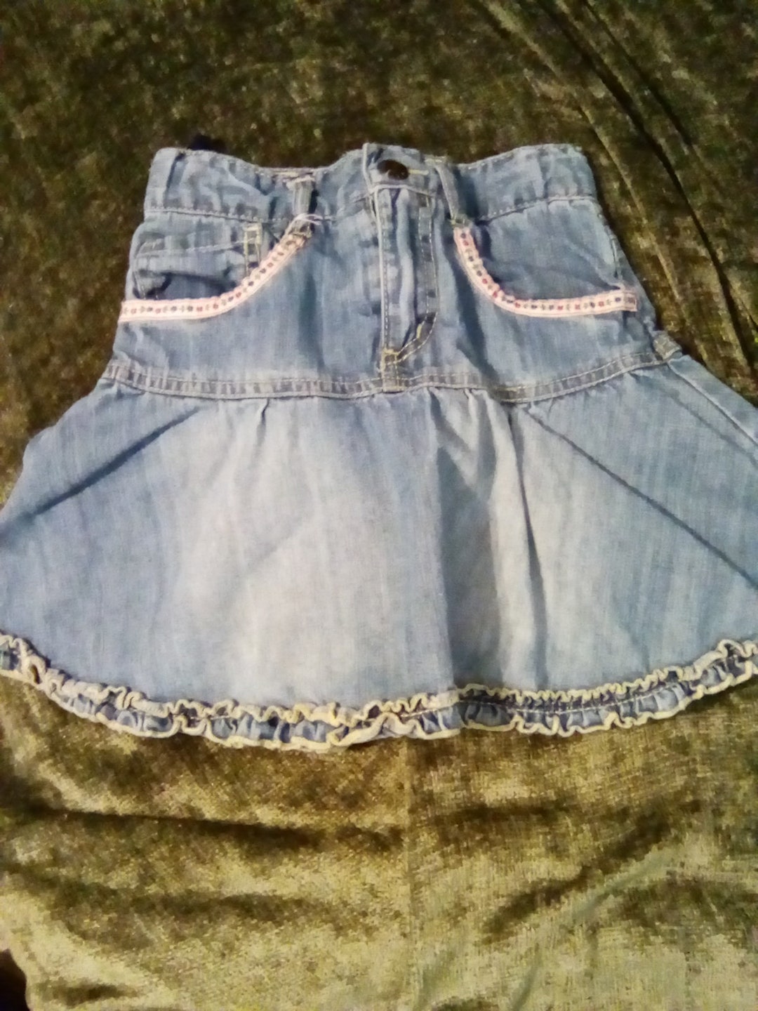 Denim Ruffled Skirt - Etsy