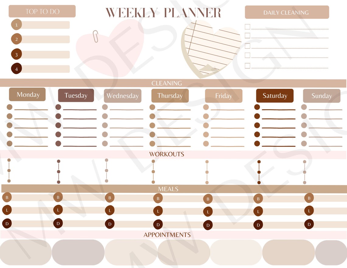 Editable Weekly Planner, Weekly Schedule, House Chores, Clean Home ...