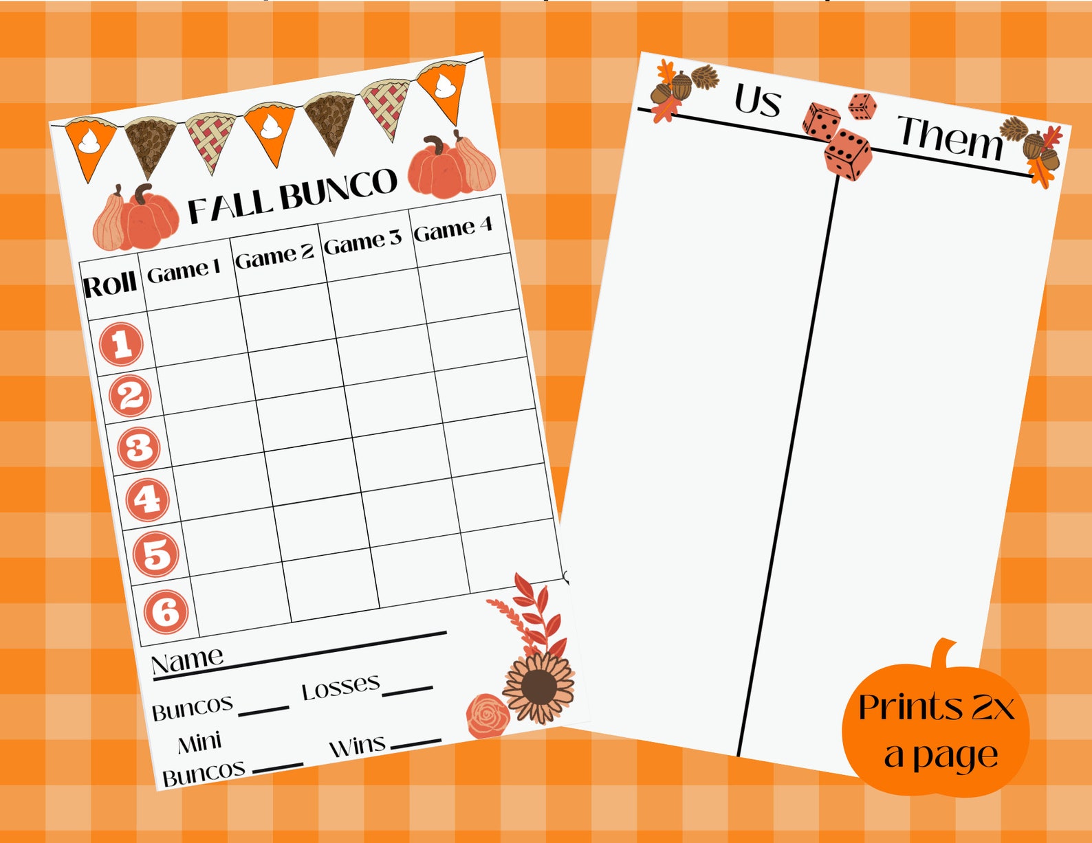 Fall Bunco Set Fall Bunco Cards Pumpkins Leaves Orange and - Etsy