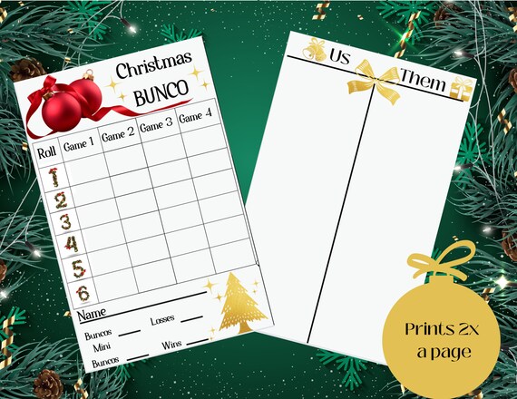 Christmas Bunco Set Winter Bunco Cards Christmas Tree Red - Etsy