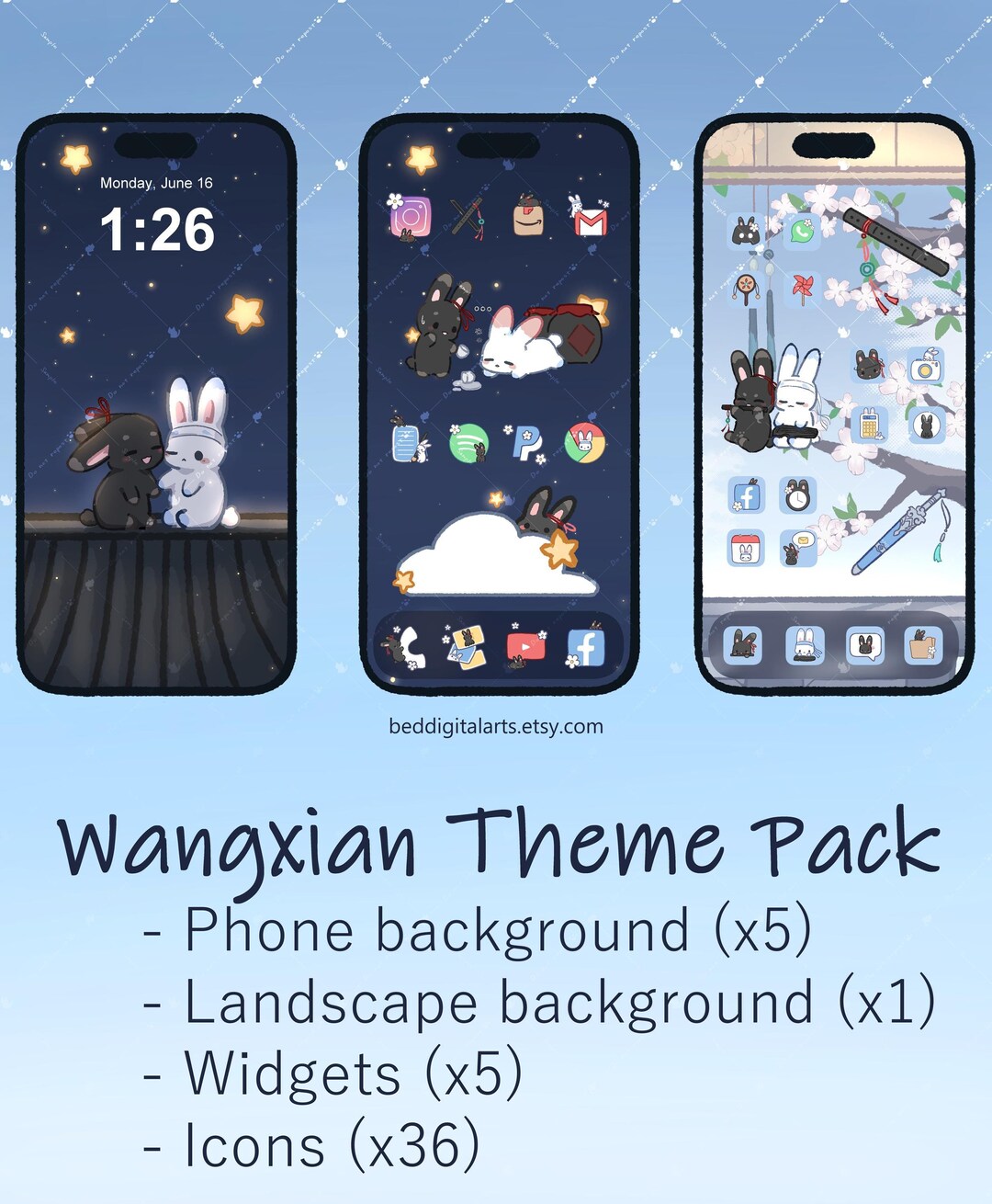 The Grandmaster of Demonic Cultivation (mo Dao Zu Shi) Wangxian Bunny Ios/android Theme Pack - Etsy