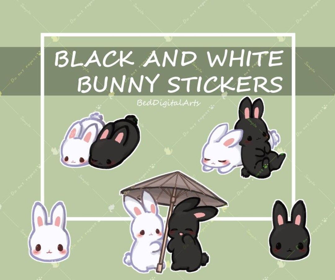 Clear Black and White Bunny Stickers - Etsy