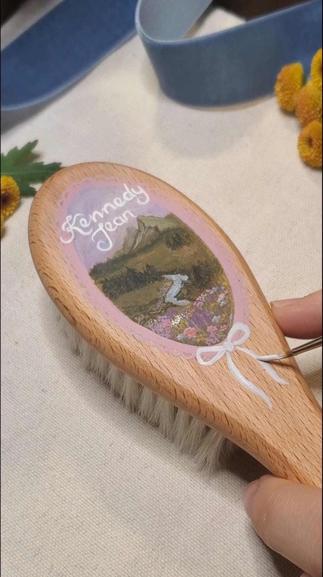 Handpainted Soft Baby Brush Keepsake Gift Custom Hairbrush Folk Art ...