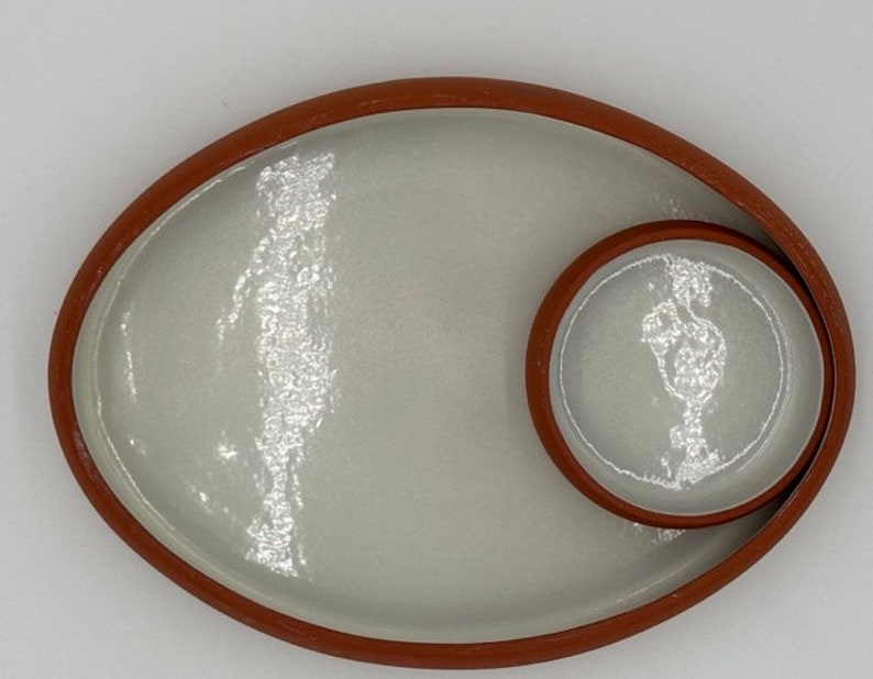 Vintage Serving Tray Vegetables Chips / Dip Terra Cotta Ceramic Bret ...