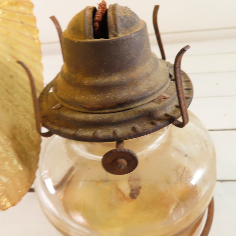 Vintage Oil Lamp With Gold Reflector Plate Glass Kerosene Lamp - Etsy