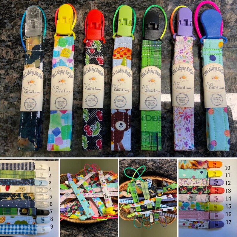 Pacifier Clip Multiple Fabric Options Offered. - Etsy
