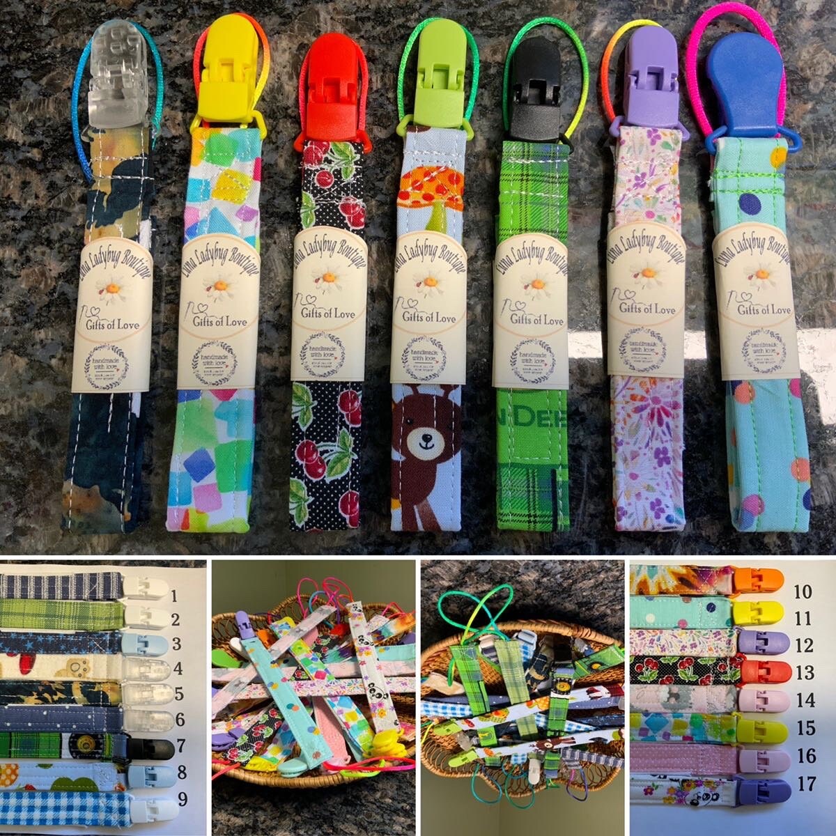 Pacifier Clip Multiple Fabric Options Offered. - Etsy