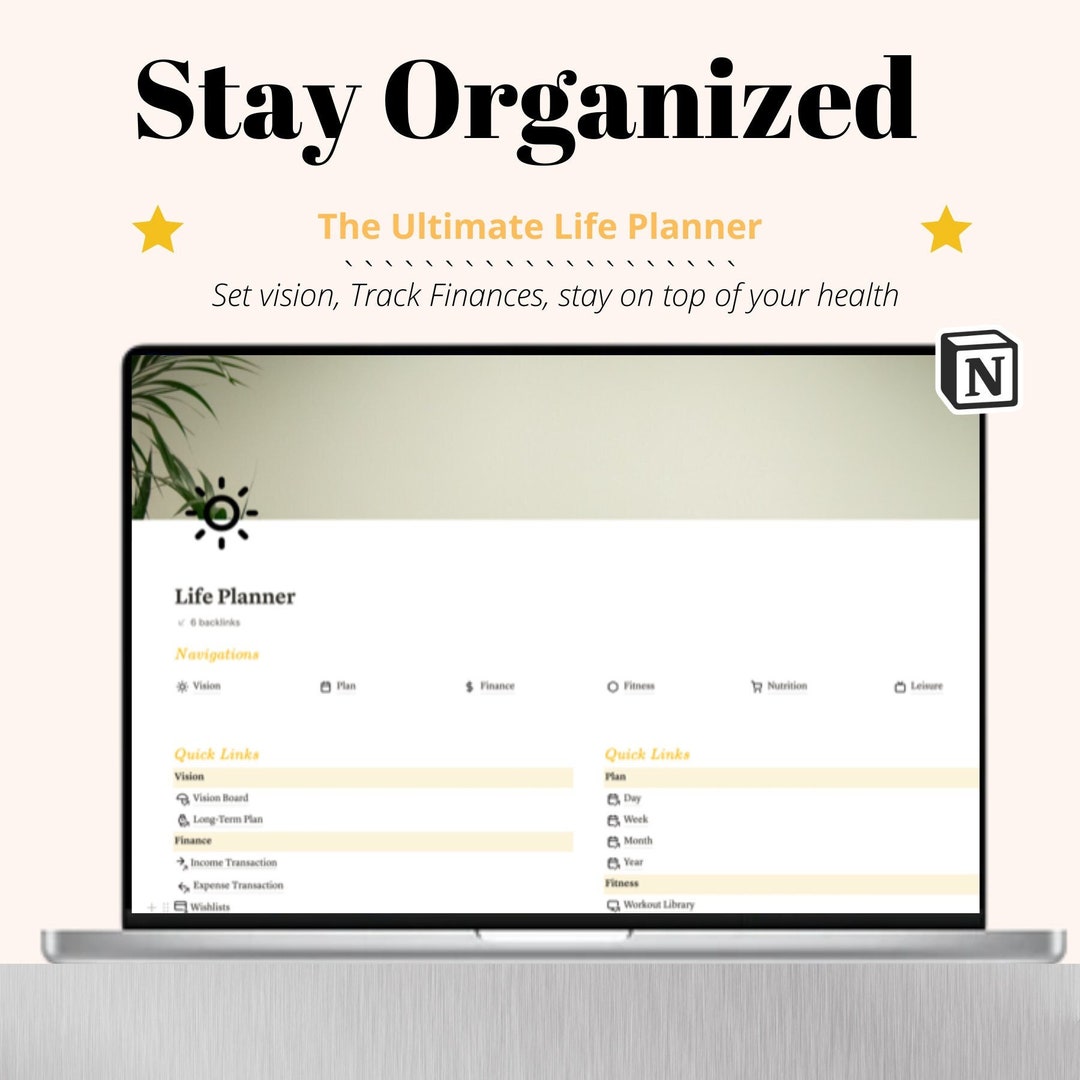 Notion Template Life Planner: All in One Notion Templates With Vision ...