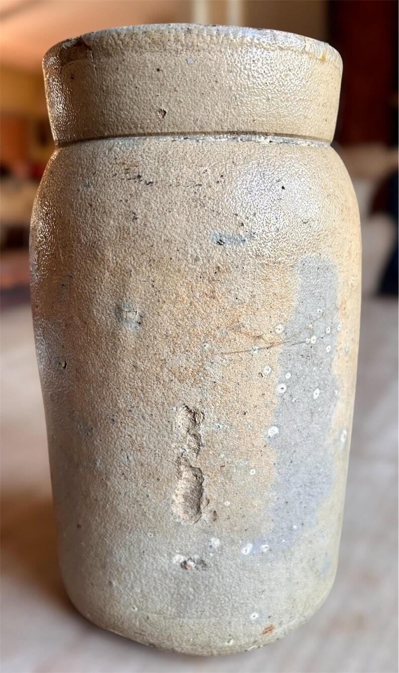 Late 19th Century Salt Glaze Stoneware, Salt Glazed Crock, Primitive ...