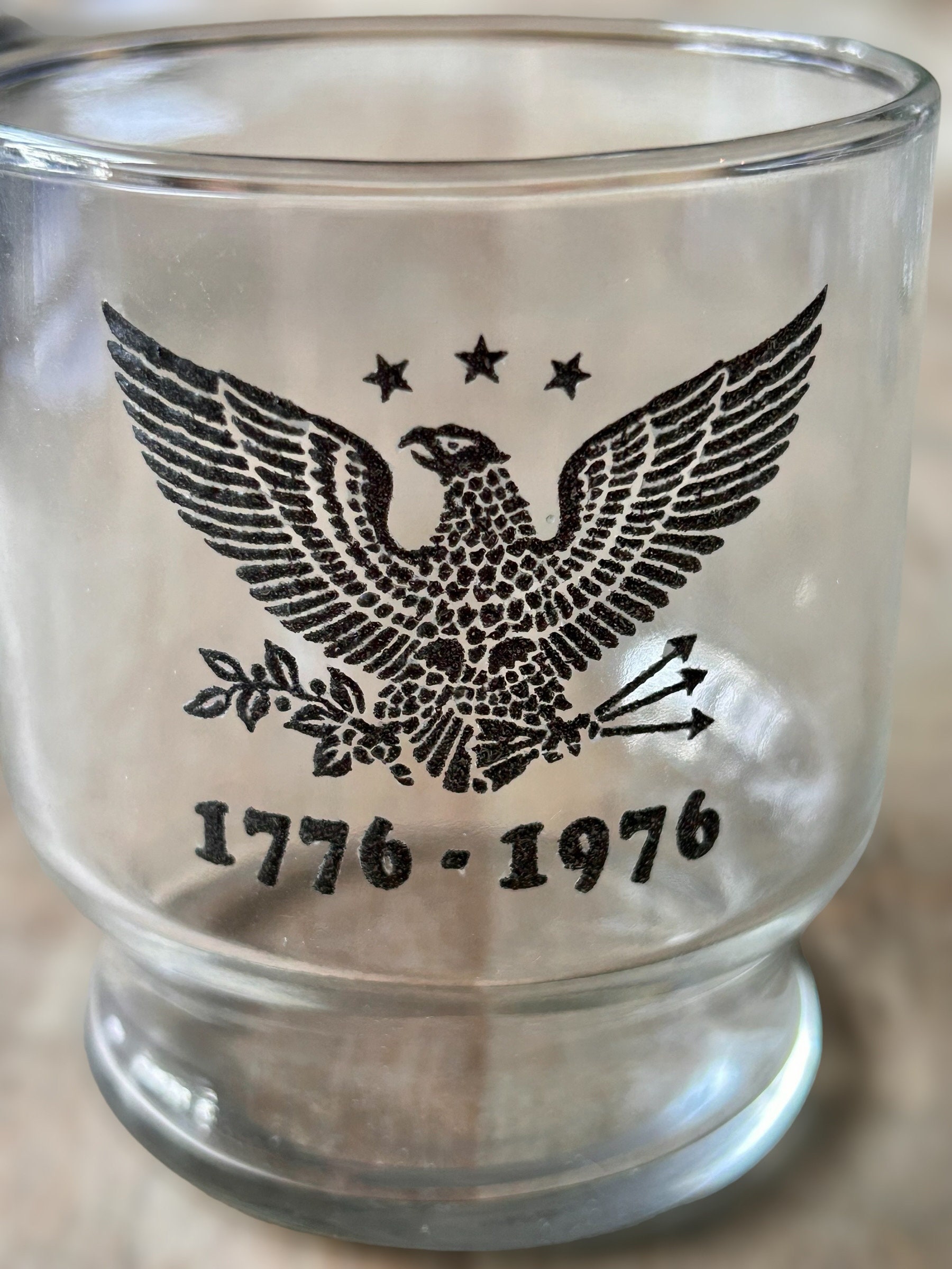 Set of 6 Bicentennial Whiskey Glasses, Raised Design Liberty Eagle ...