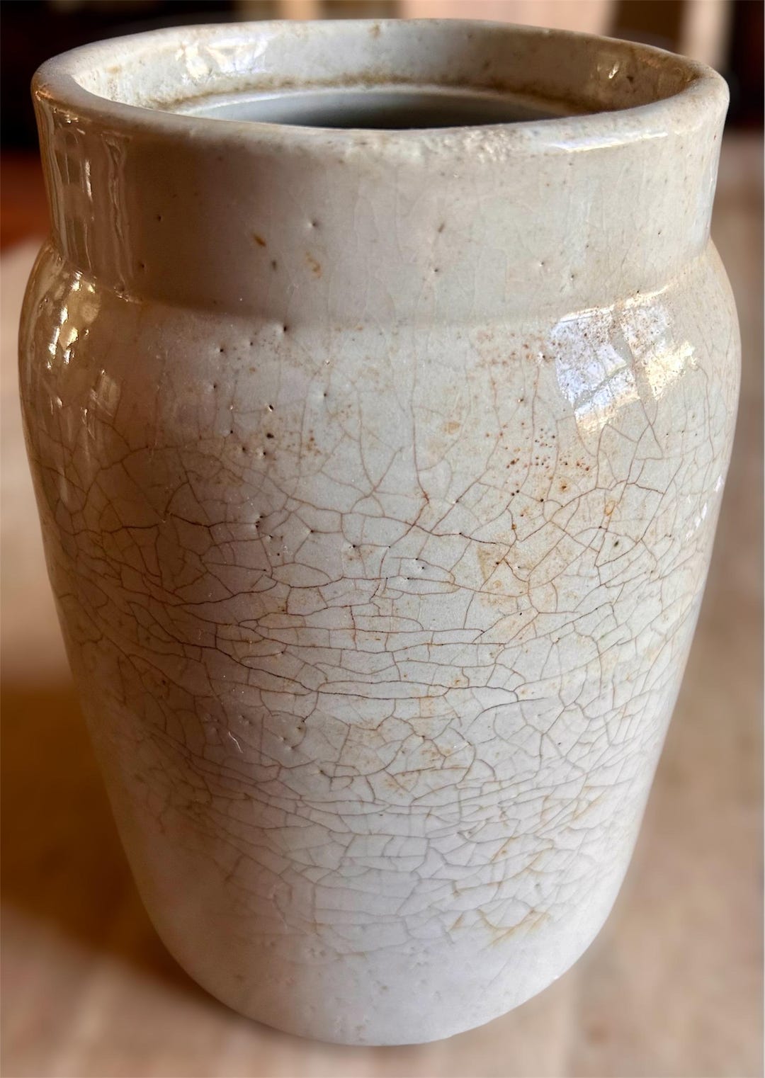 Late 19th Century Salt Glaze Stoneware, Salt Glazed Crock, Primitive ...