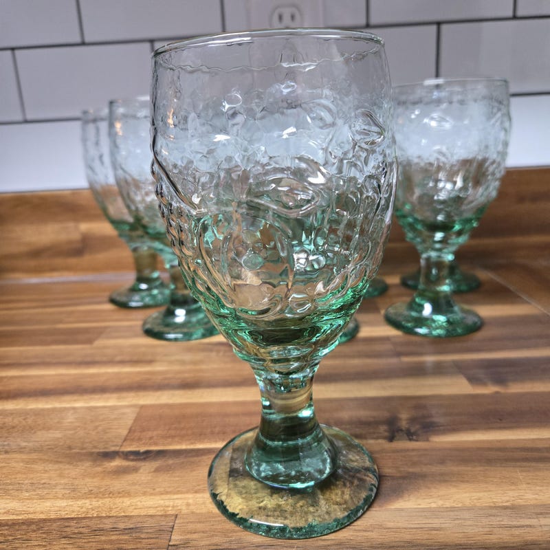 Green Water Goblets - Etsy