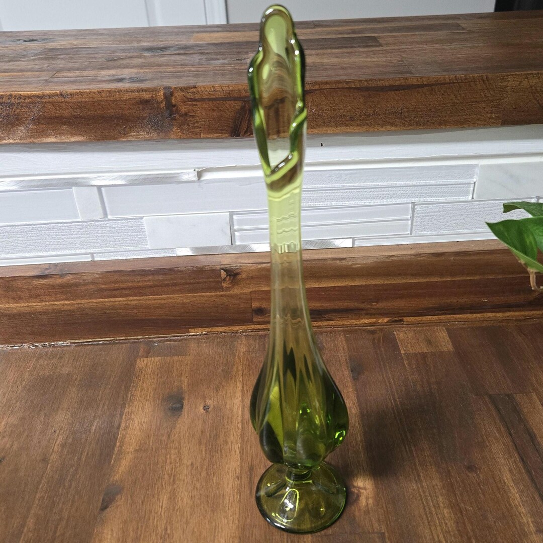 Viking Green Swung Vase, Vintage Glass Art, Handcrafted Home Decor ...
