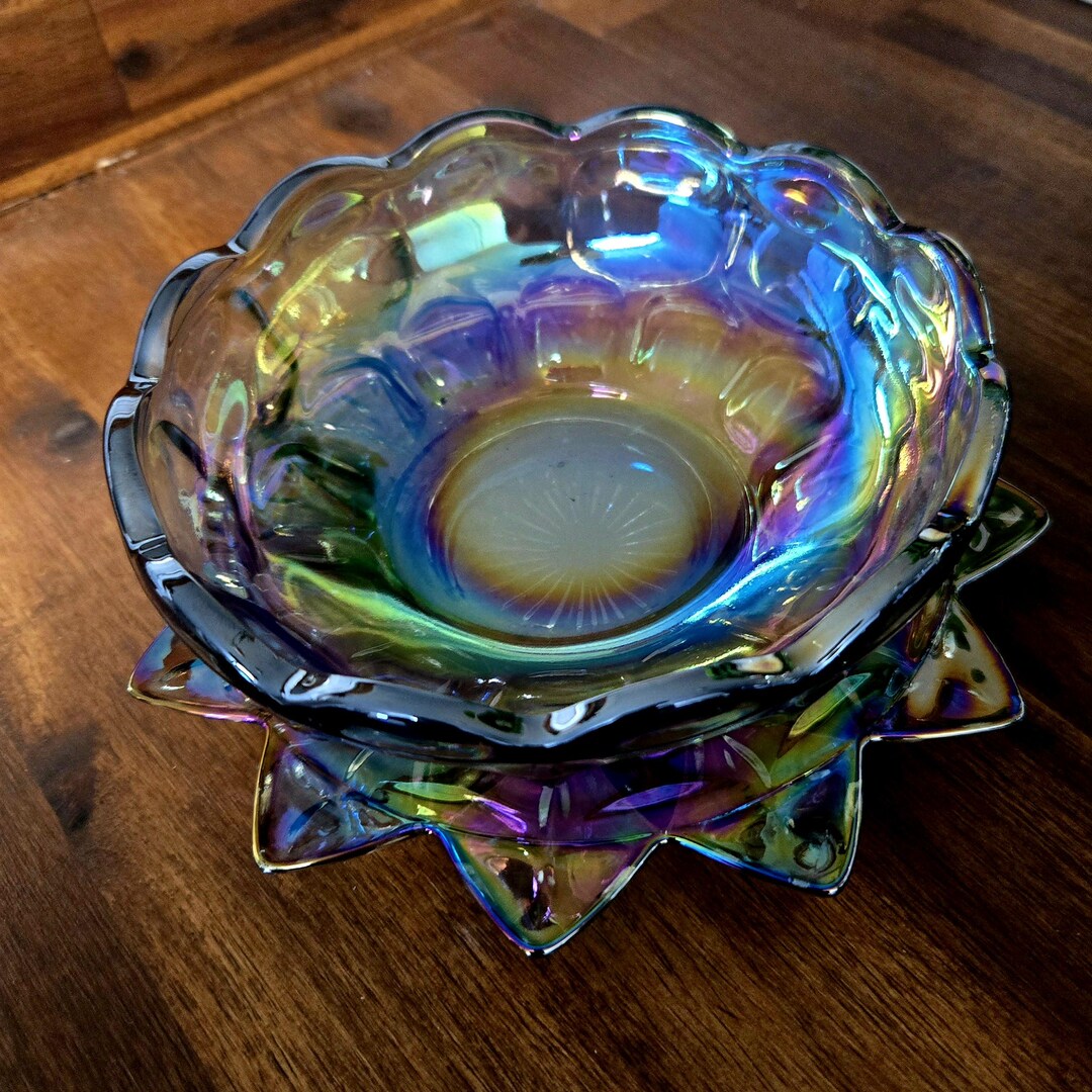 Carnival Glass - Bowl and Plate - Etsy