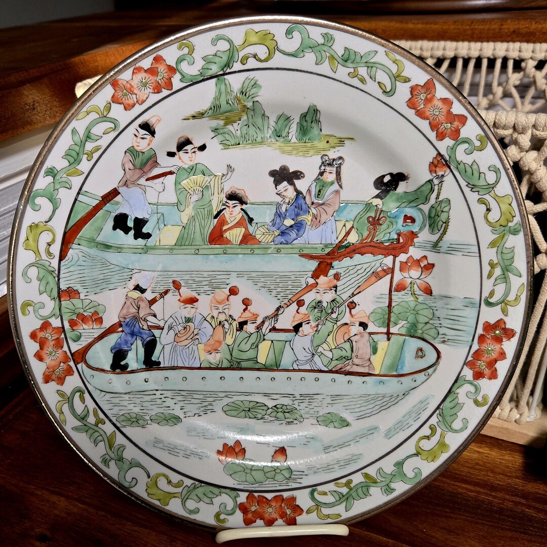 Chinese Decorative Plate Hand-painted Golden Mountain Temple Design ...