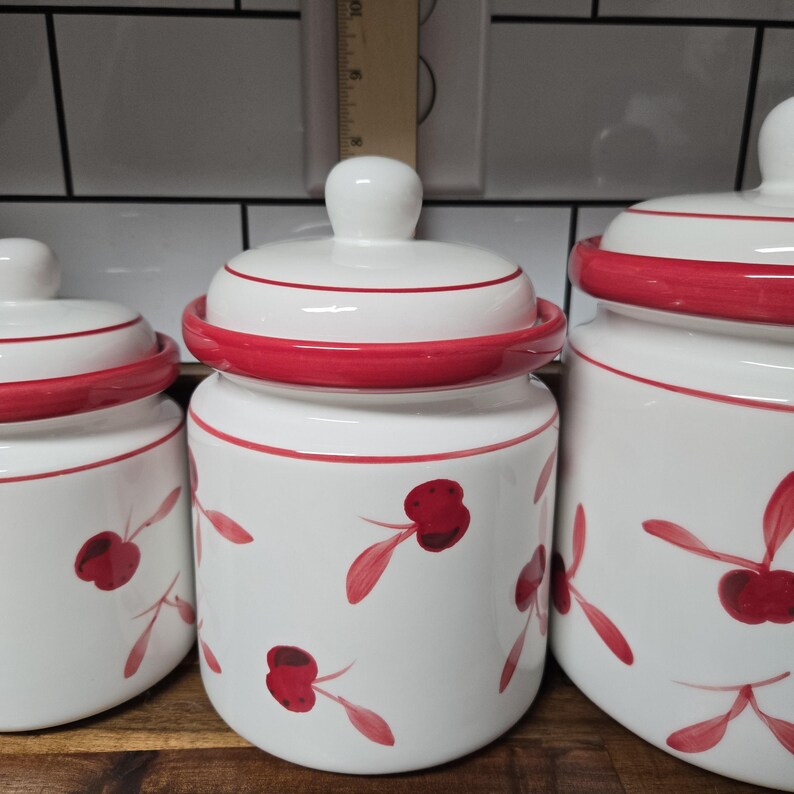 Dansk Bing Cherry Ceramic Canisters With Lids. - Etsy