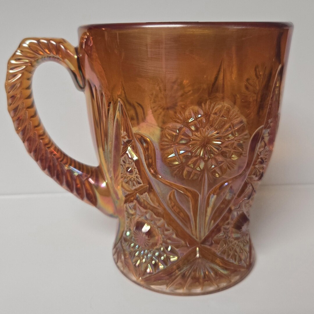 Imperial Marigold Carnival Glass Cup With Hobstar & Pinwheel Pattern ...