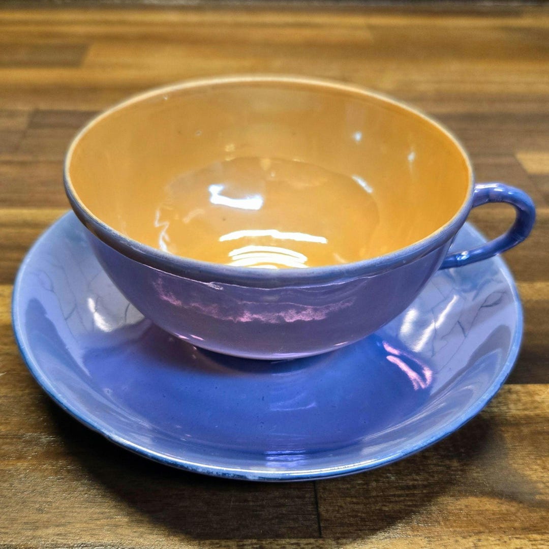 Japanese Lusterware Tea Cup & Saucer - Vintage Elegant Home Decor ...