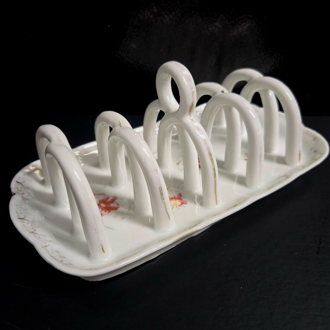 Victoria Carlsbad Austria Toast Rack: White Gold Floral Antique - Etsy