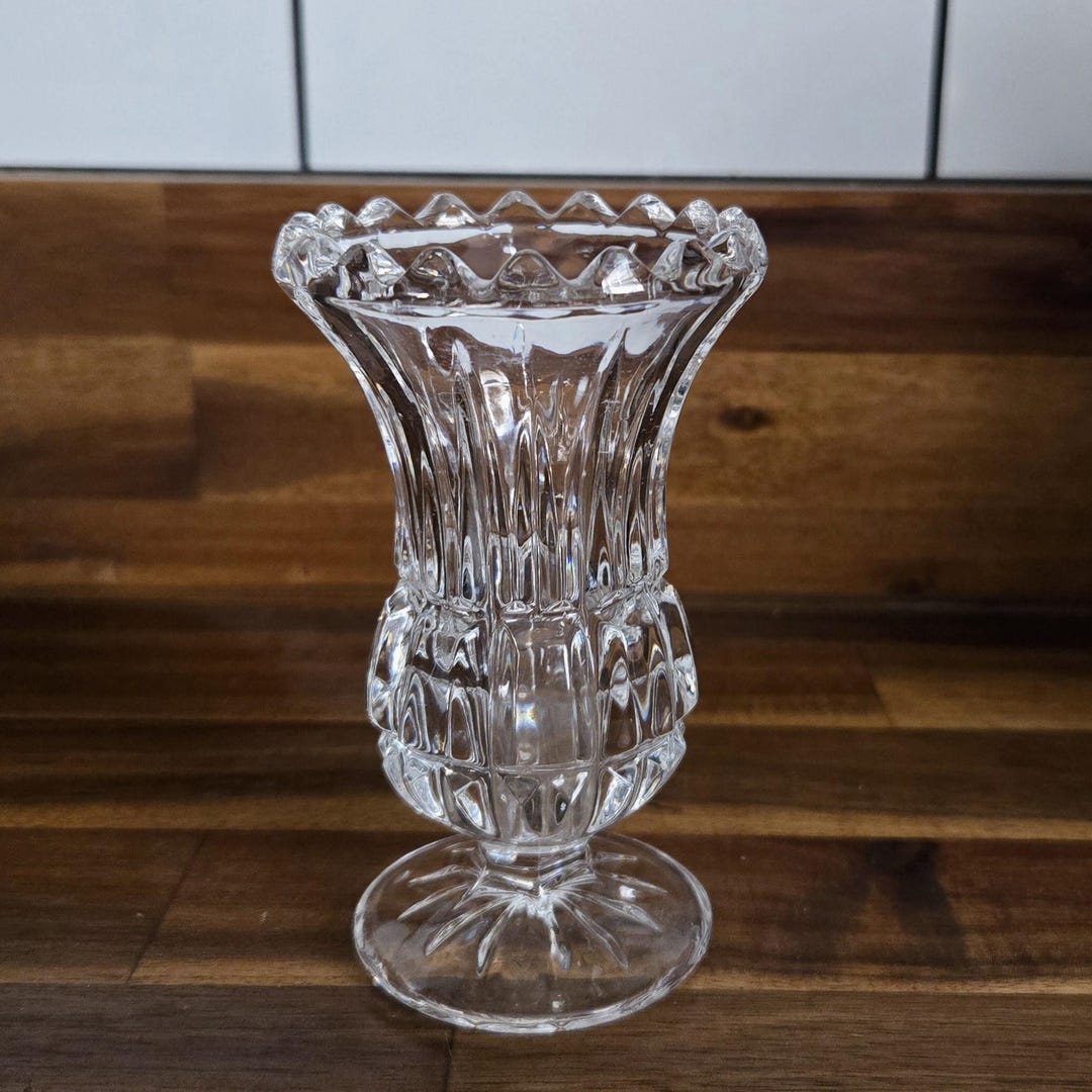 Bud Vase Princess House Crystal Footed Vase Elegant Clear Glass ...