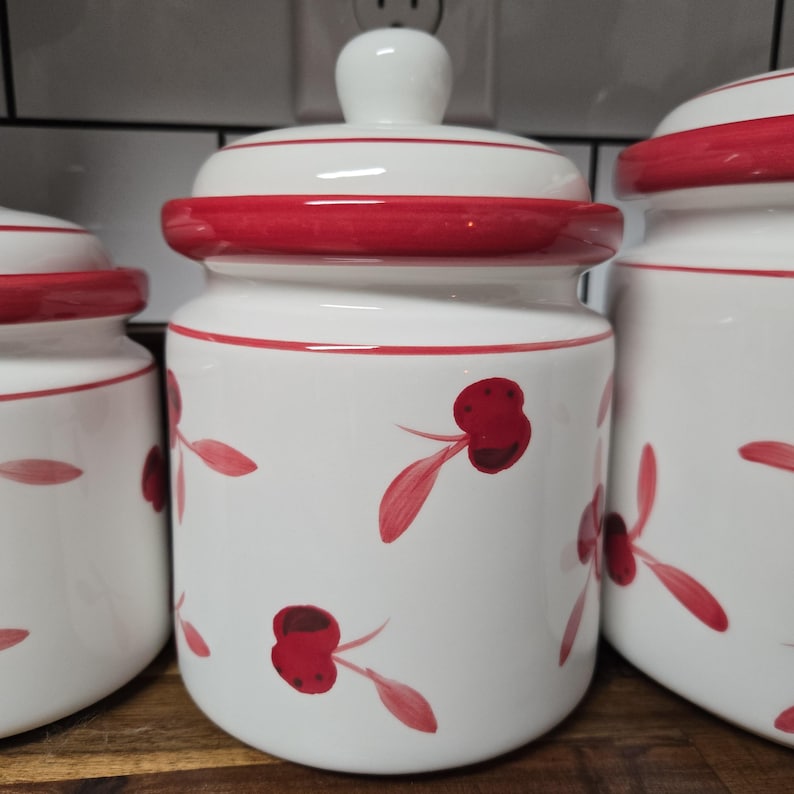 Dansk Bing Cherry Ceramic Canisters With Lids. - Etsy