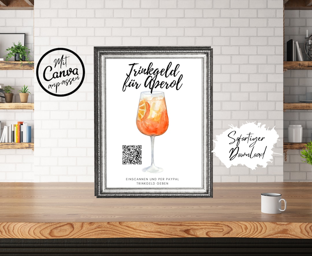 Vorlage Virtuelles Trinkgeld, Bearbeitbares Canva Template, Druckbar ...