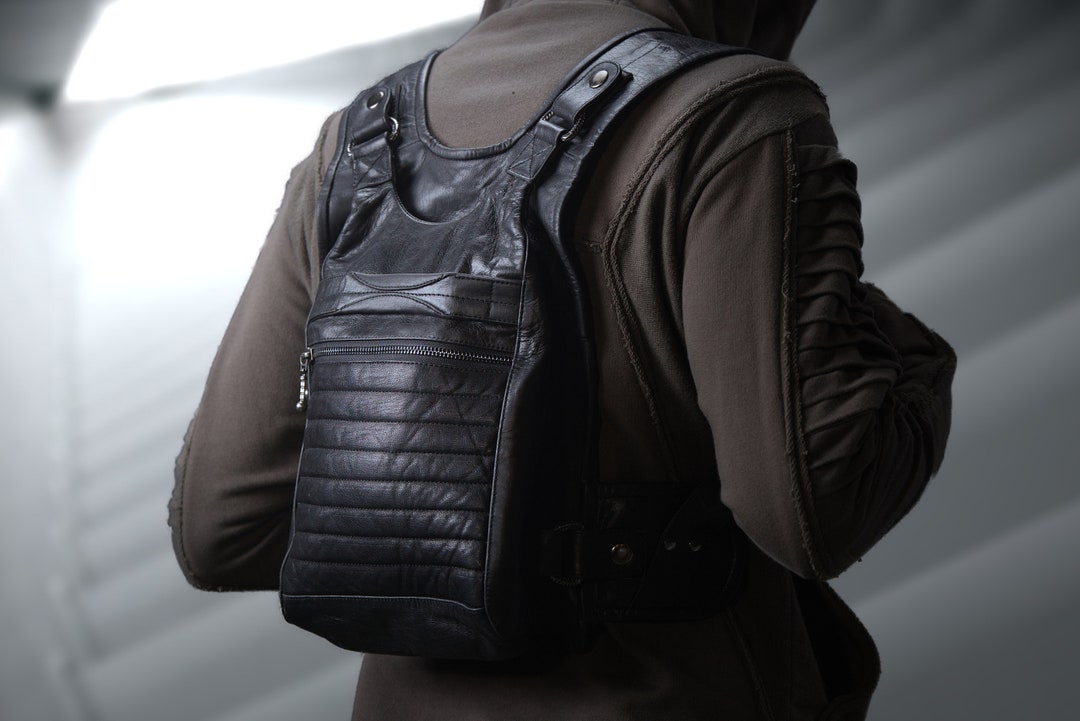 Handmade Genuine Leather Backpack, Urban Cyberpunk Bag, Xenomorph Style ...