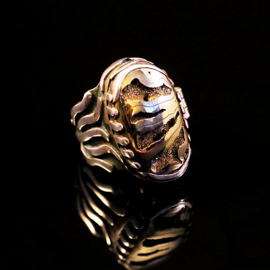 Xenomorph 925 Silver Men's Statement Ring - Cybergoth - Cyberpunk ...