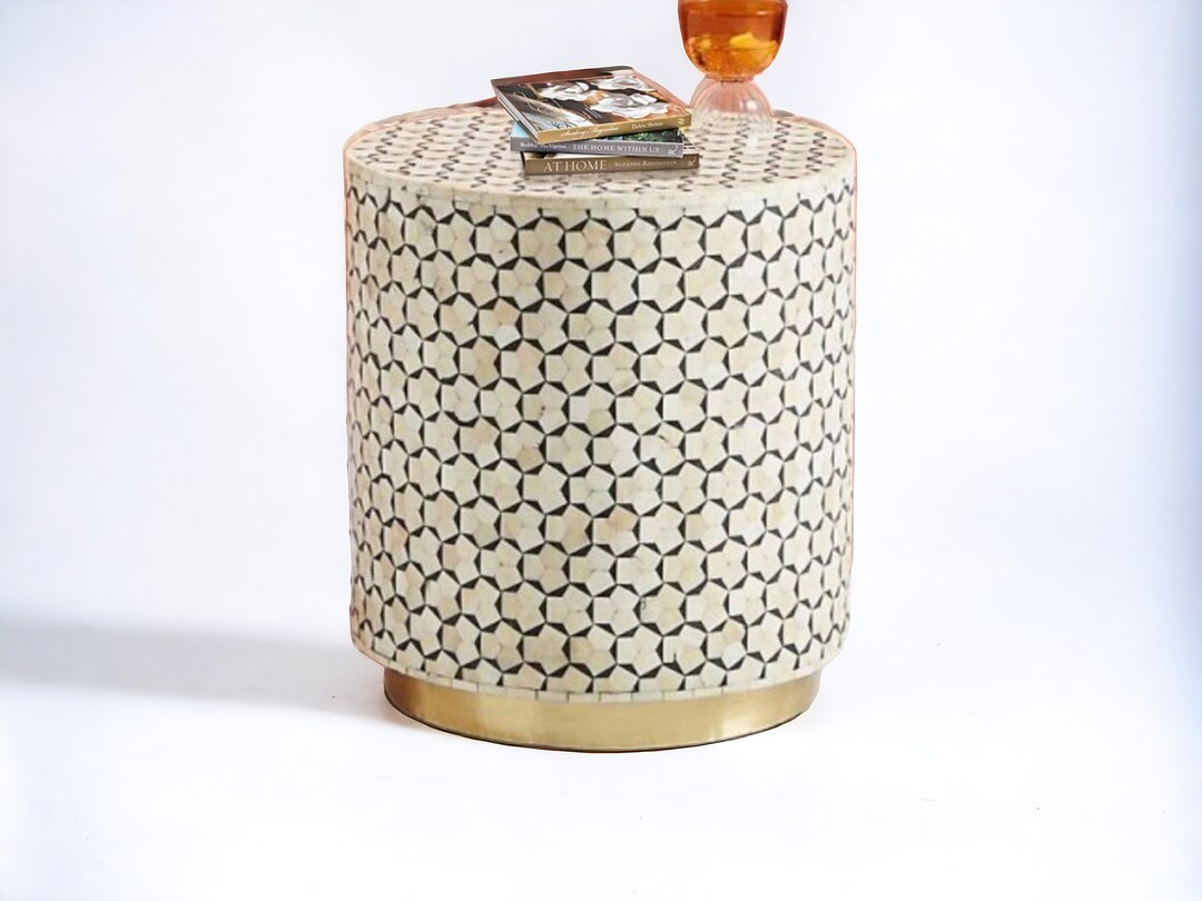 Bone Inlay Side Table, Bone Inlay End Table, Bone Inlay Resin Side ...