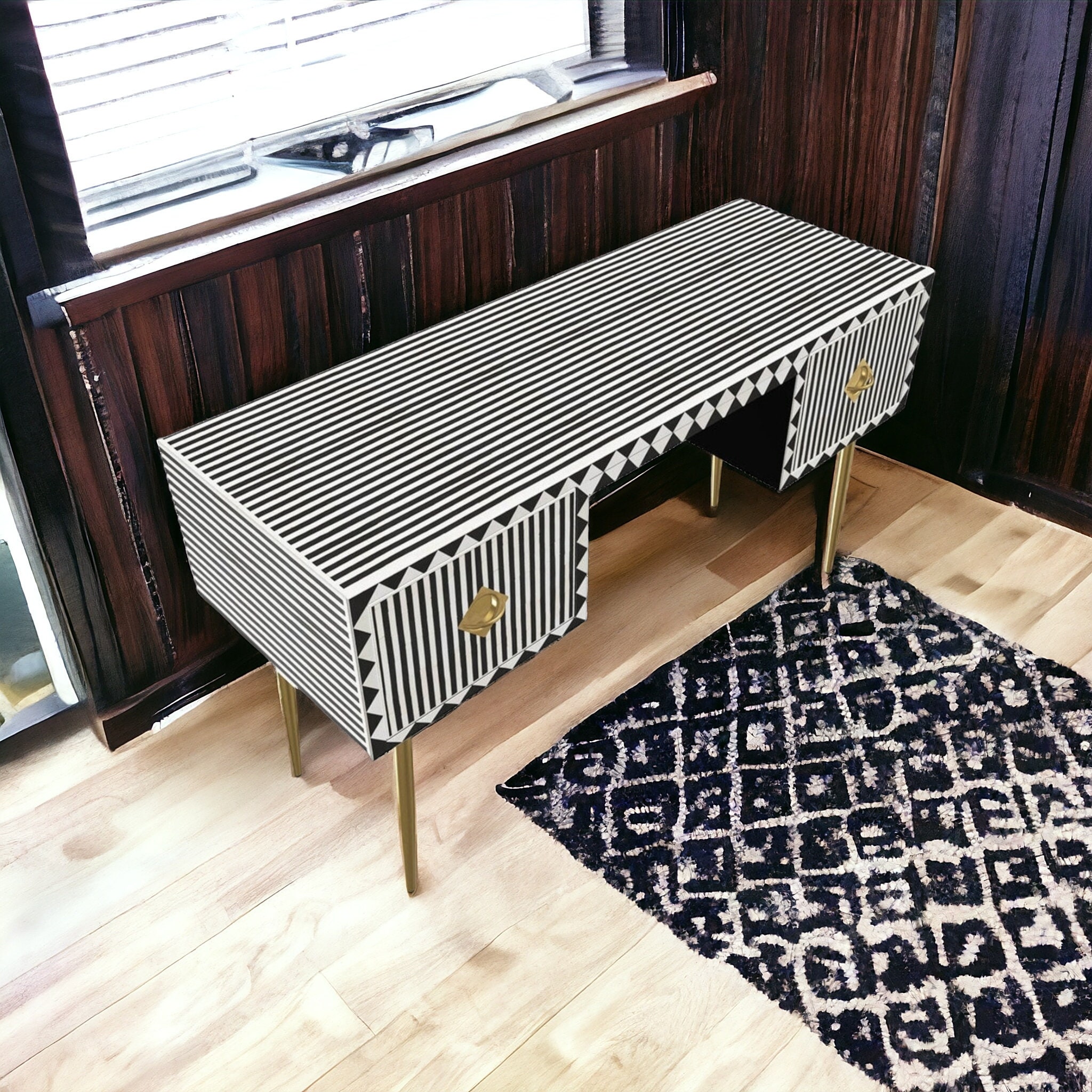 Bone Inlay Optical Desk | Optical Design 2 Drawers Desk, Optical Design ...