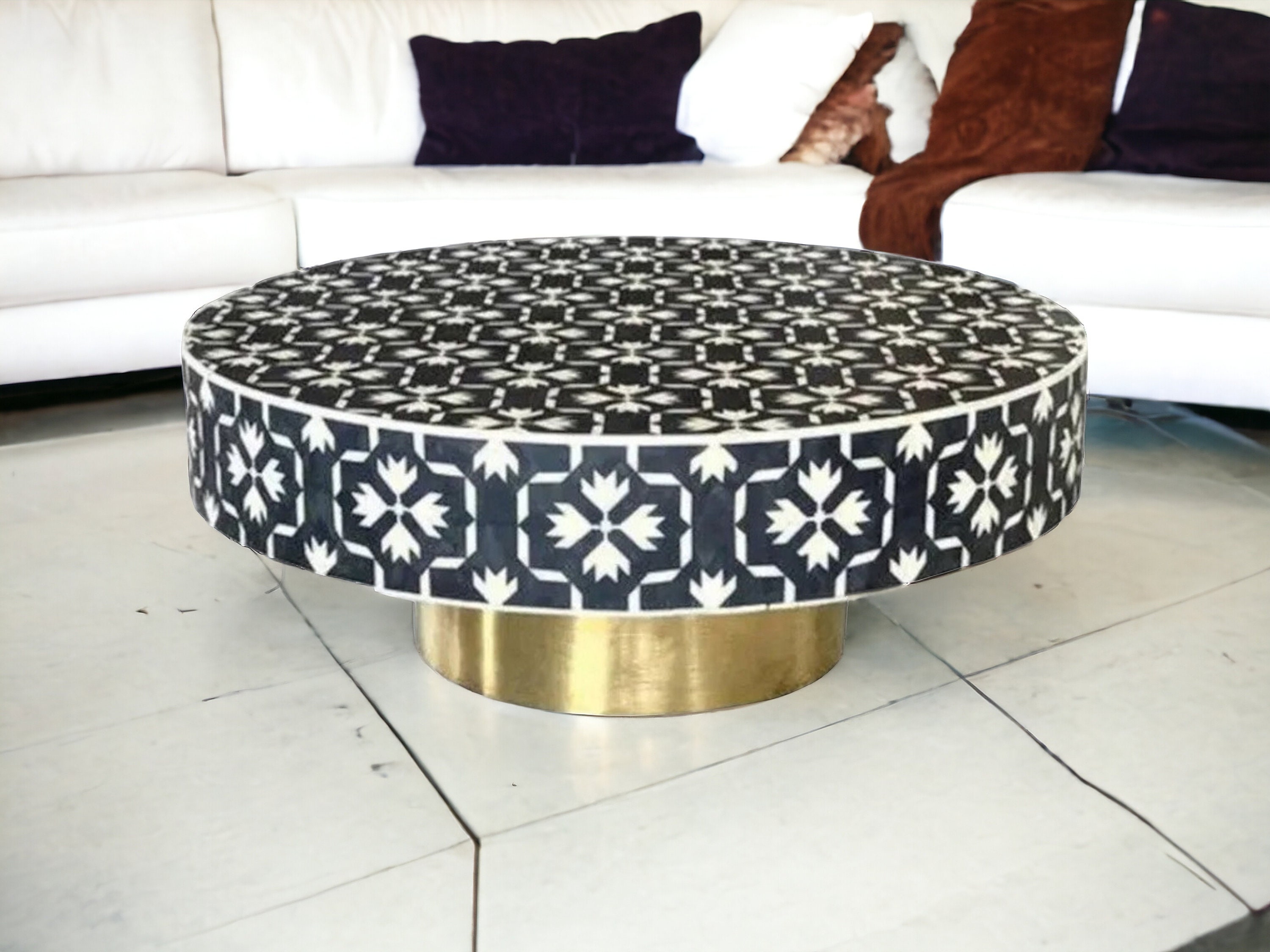 Bone Inlay Coffee Table, Bone Inlay Table, Bone Inlay Conversation ...