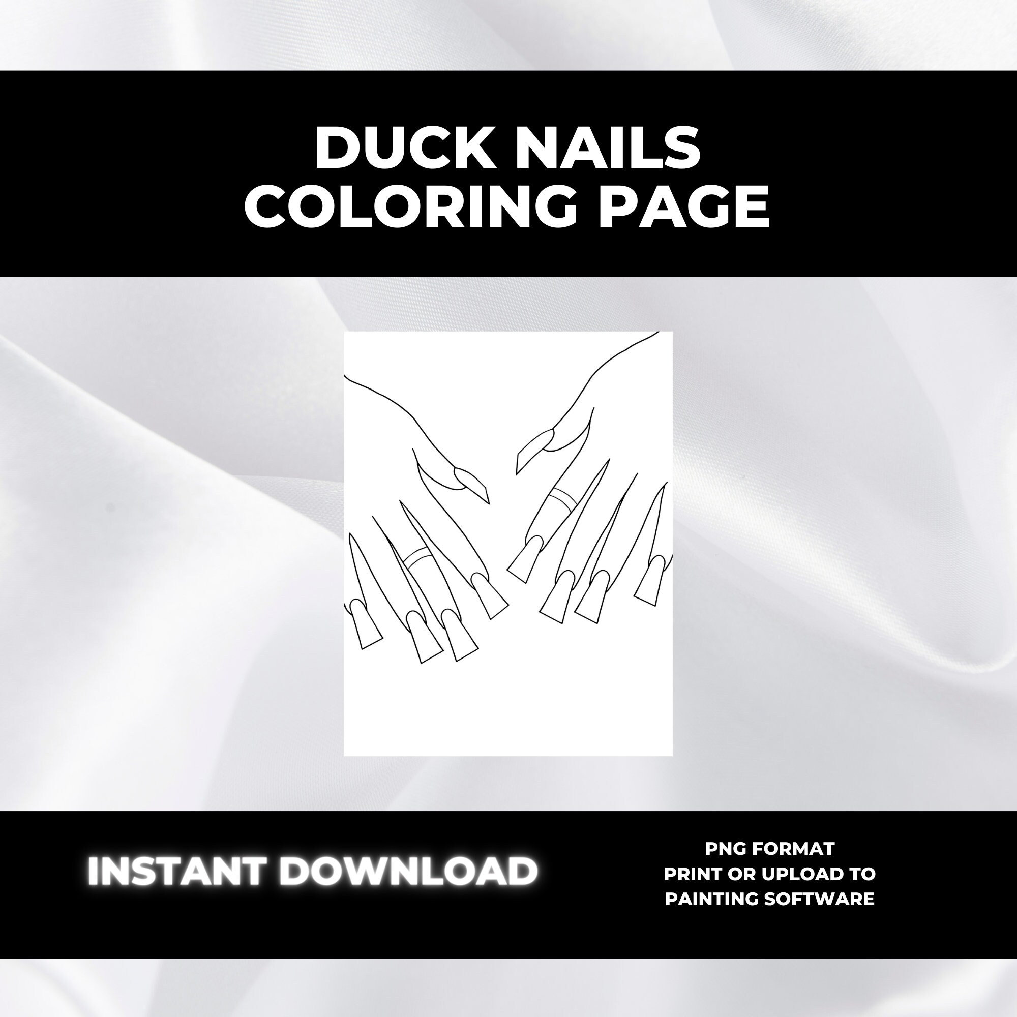 Duck Nails Coloring Page - Printable Digital Download for Nail Art ...