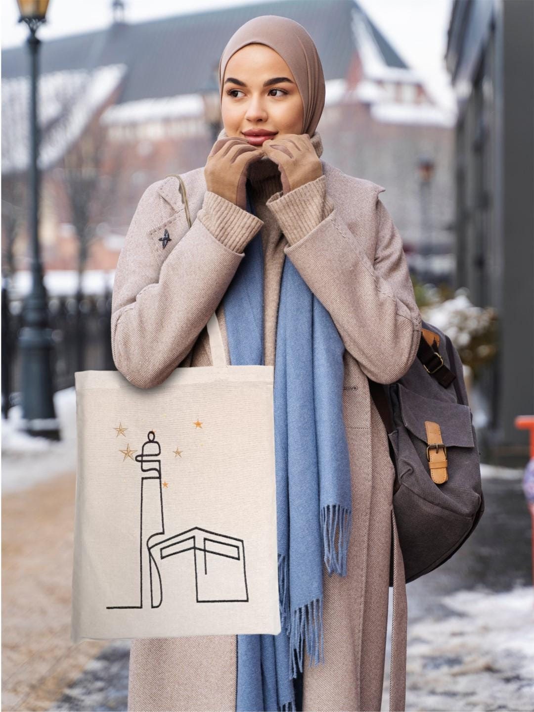 Kaaba Tote Bag, Islamic Shoulder Bag, Handmade Tote Bag, Custom Tote ...